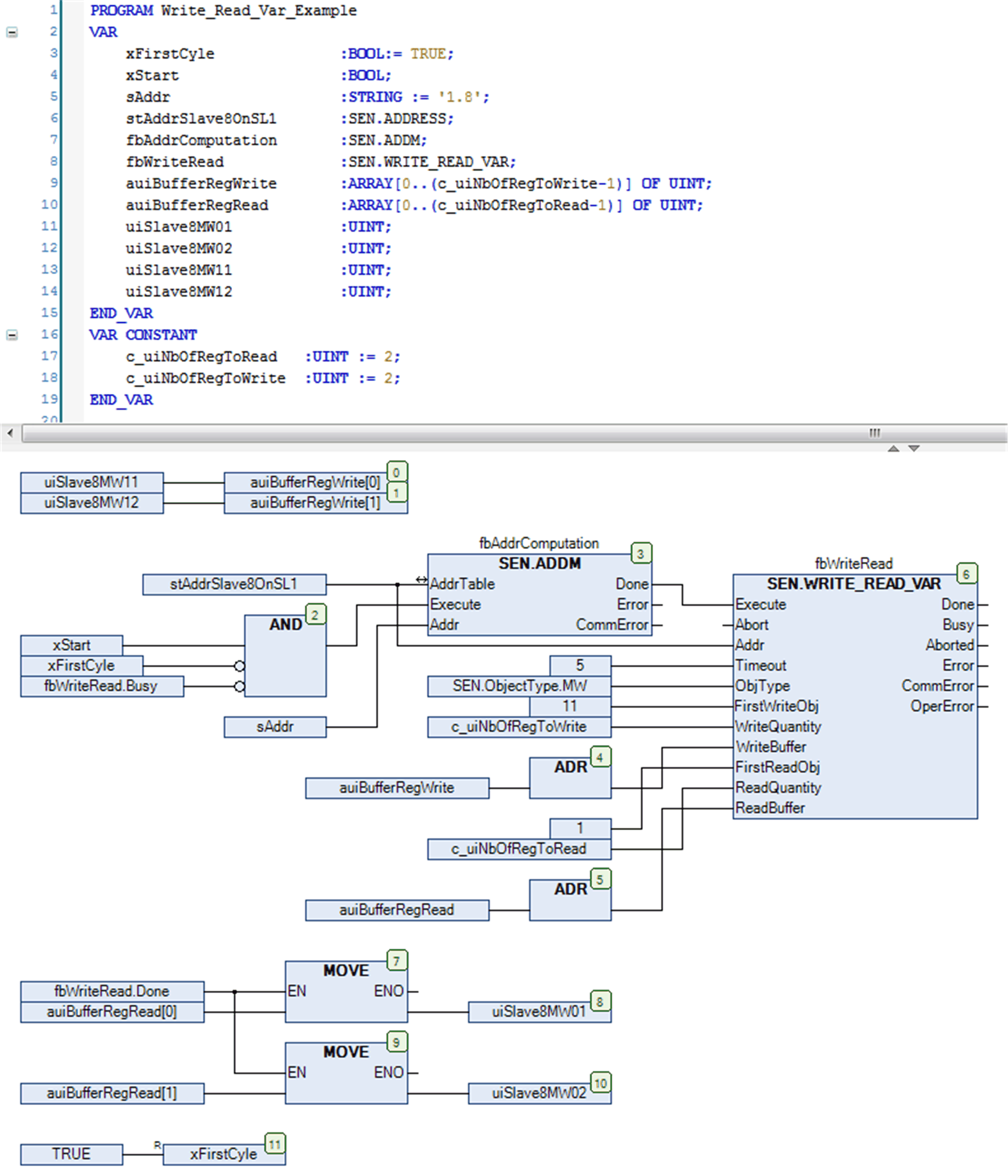WRITE_READ_VAR: Read and Write Internal Registers on a Modbus Device